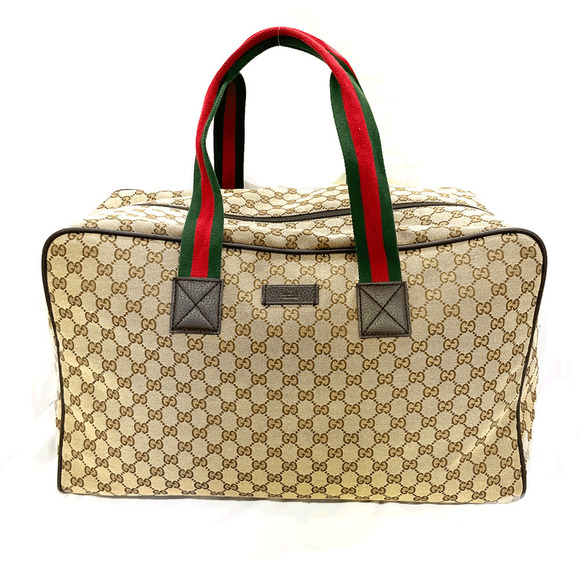 Gucci | Bags | Gucci Boston Bag Sherry Line Gg Canvas Brown Beige ...